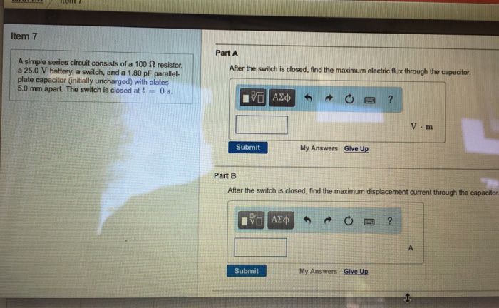 Solved Item 7 A simple series circuit consists of a 100 n | Chegg.com