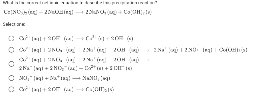 Solved What is the correct net ionic equation to describe | Chegg.com