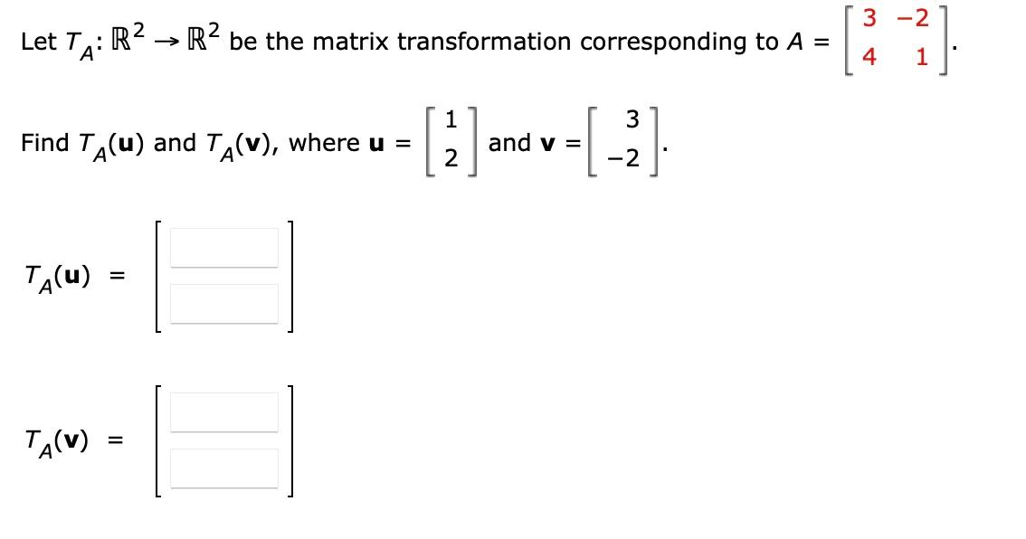 Solved Let TA:R2→R2 be the matrix transformation | Chegg.com
