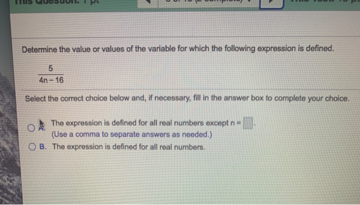 Solved Determine The Value Or Values Of The Variable For