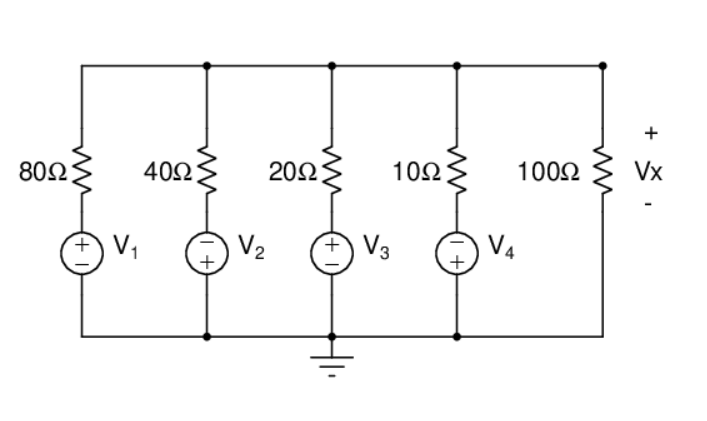 Solved In the given circuit, Vx is represented by: Vx = aV1 | Chegg.com