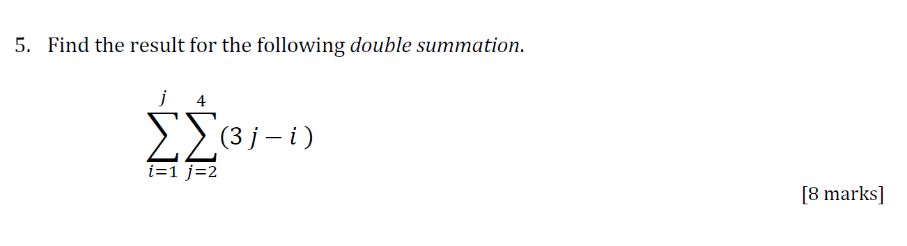 Solved 5. Find the result for the following double | Chegg.com
