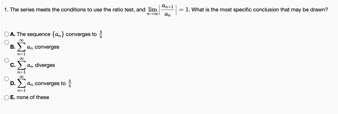 The series meets the conditions to use the ratio | Chegg.com