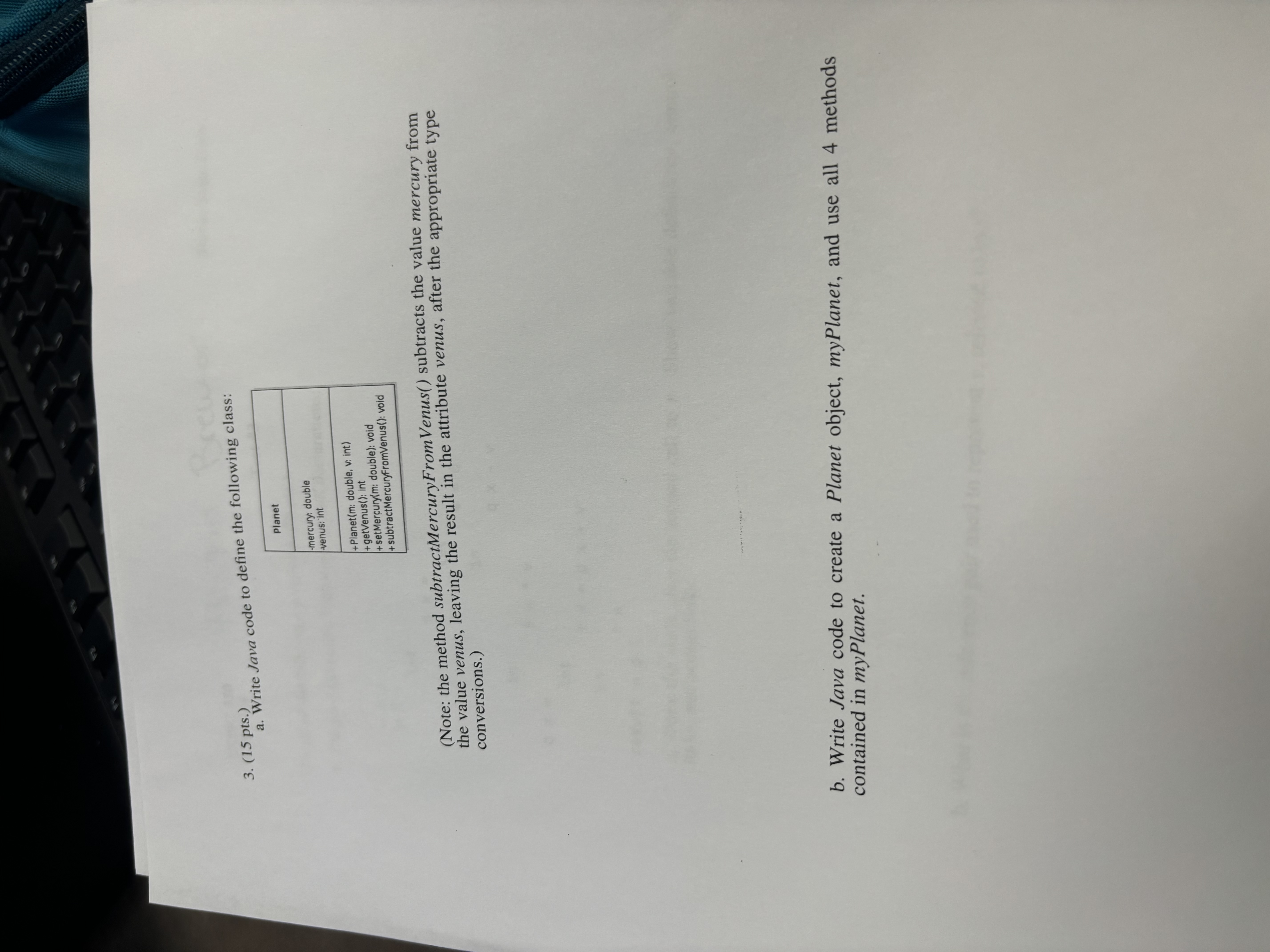 Solved 3. ( 15 ﻿pts .)a. ﻿Write Java code to define the | Chegg.com