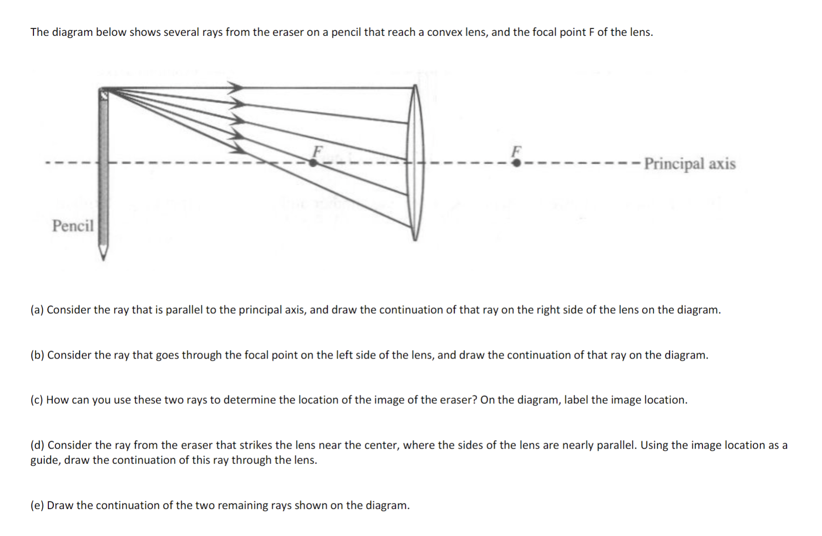 Solved The diagram below shows several rays from the eraser | Chegg.com