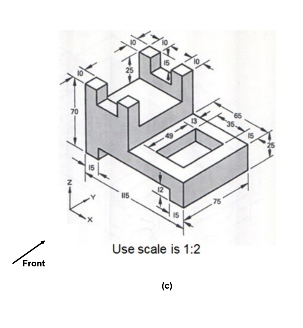Solved 2. Draw front, top and side views for the following. | Chegg.com