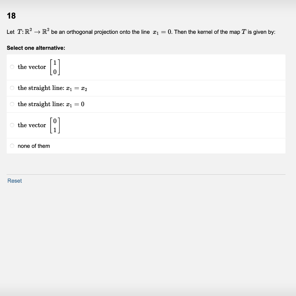 Solved 18 Let T: R2 + R² be an orthogonal projection onto | Chegg.com