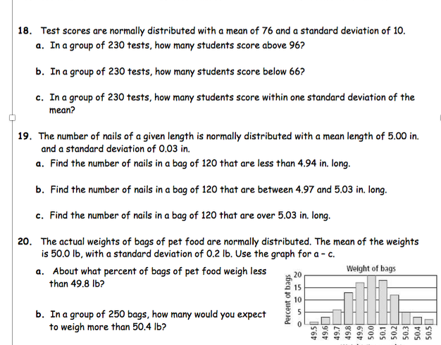 Solved 18. Test scores are normally distributed with a mean | Chegg.com