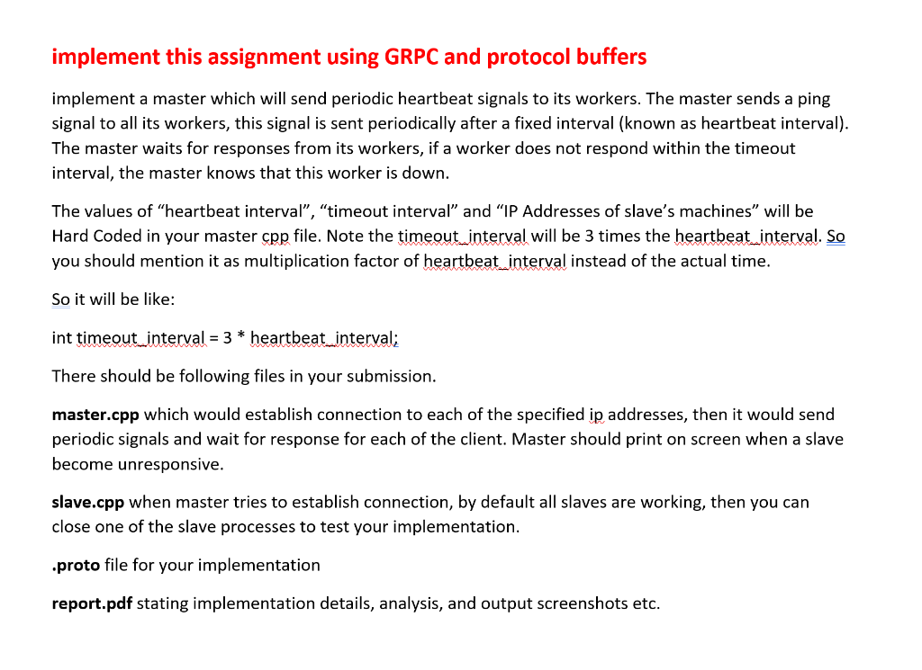 Solved implement this assignment using GRPC and protocol | Chegg.com