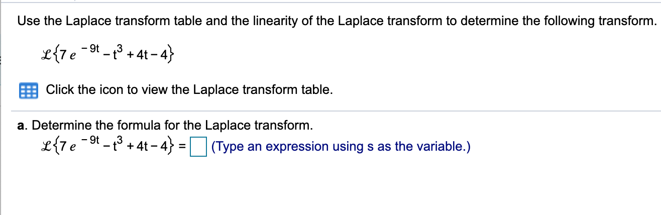 Solved Use the Laplace transform table and the linearity of | Chegg.com
