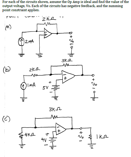 Solved For each of the circuits shown, assume the Op Amp is | Chegg.com