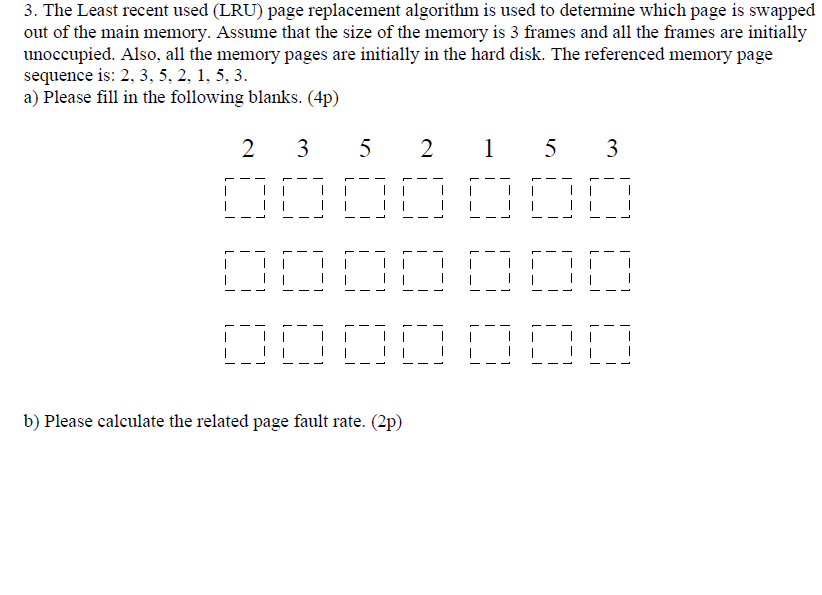 Solved 3. The Least recent used (LRU) page replacement | Chegg.com