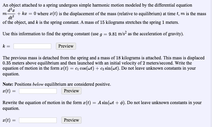 Solved An object attached to a spring undergoes simple | Chegg.com