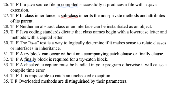 Solved 26. T F If a java source file in compiled | Chegg.com