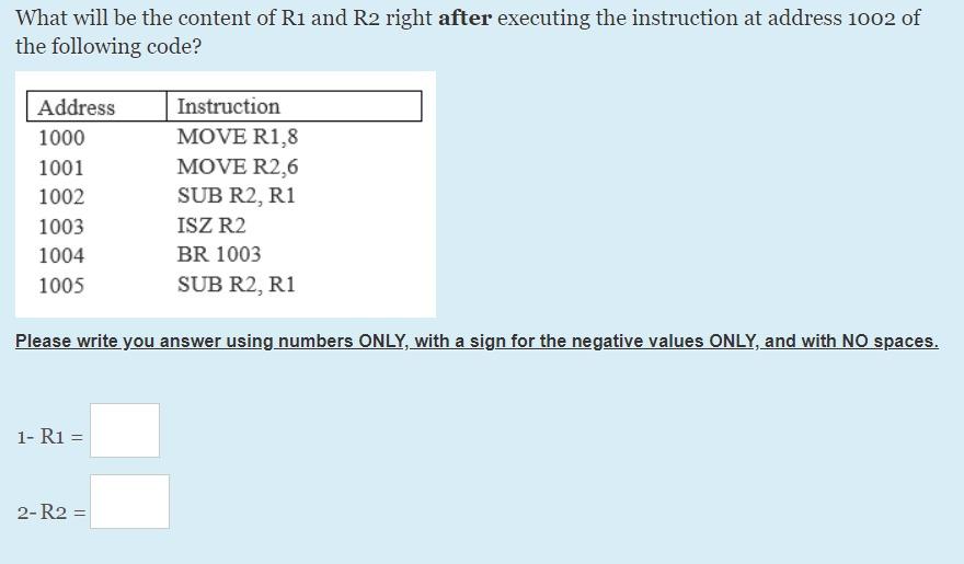 Solved What will be the content of R1 and R2 right after | Chegg.com