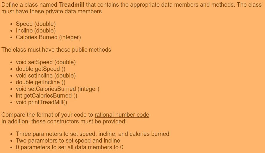 Solved Define a class named Treadmill that contains the | Chegg.com Solved Define a class named Treadmill that contains the | Chegg.com