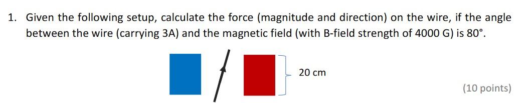 Solved 1. Given the following setup, calculate the force | Chegg.com