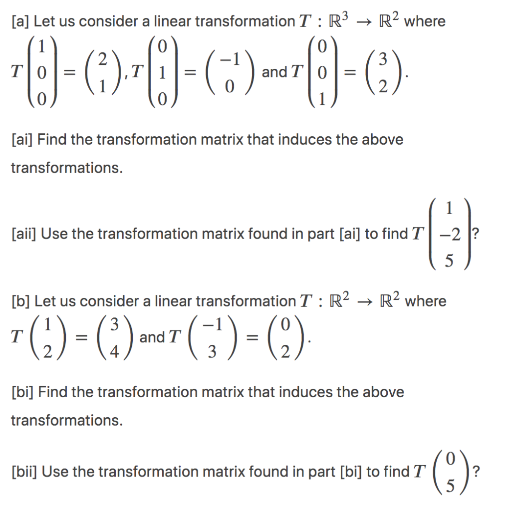 Solved [a] Let us consider a linear transformation T:R3→R2 | Chegg.com