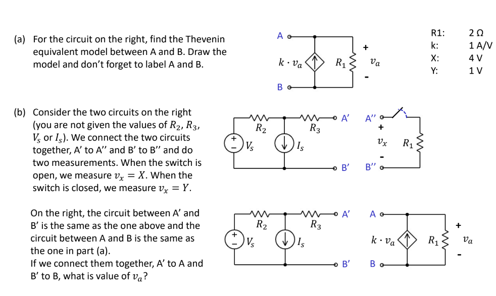 Solved A For The Circuit On The Right Find The Thevenin