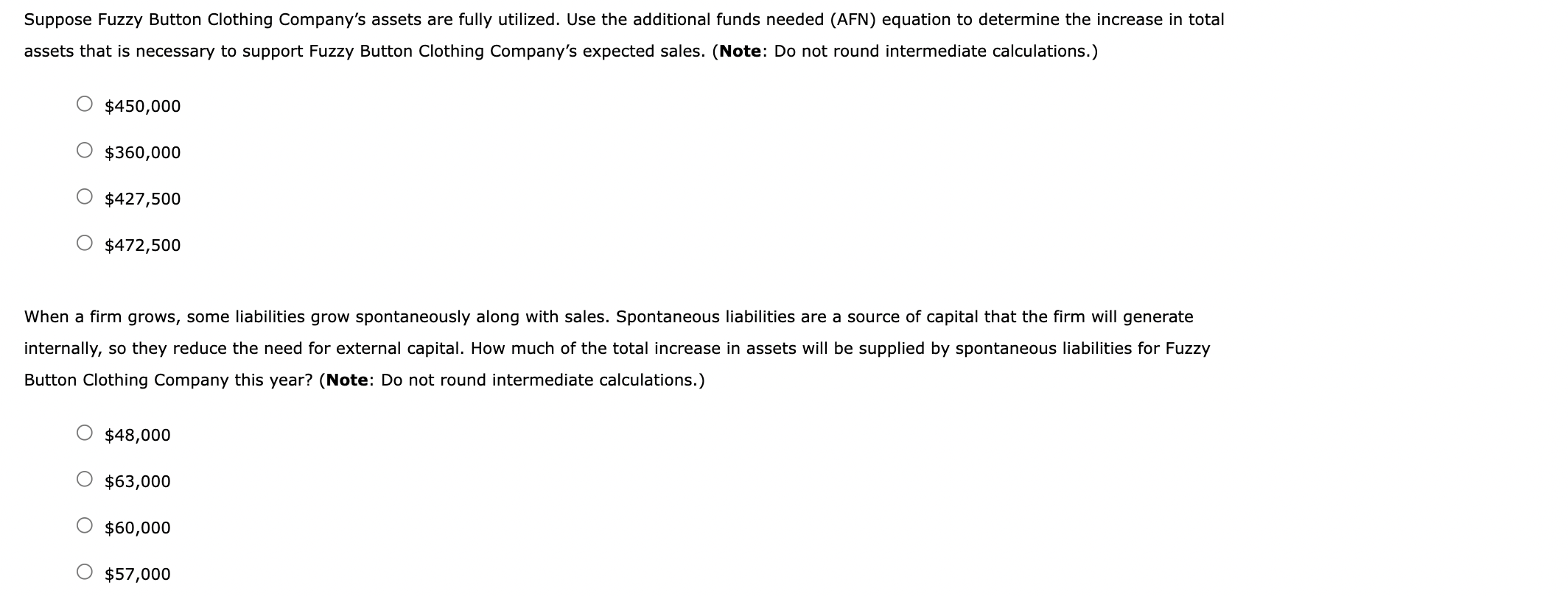 Solved 2. The Additional Funds Needed (AFN) equation Fuzzy | Chegg.com