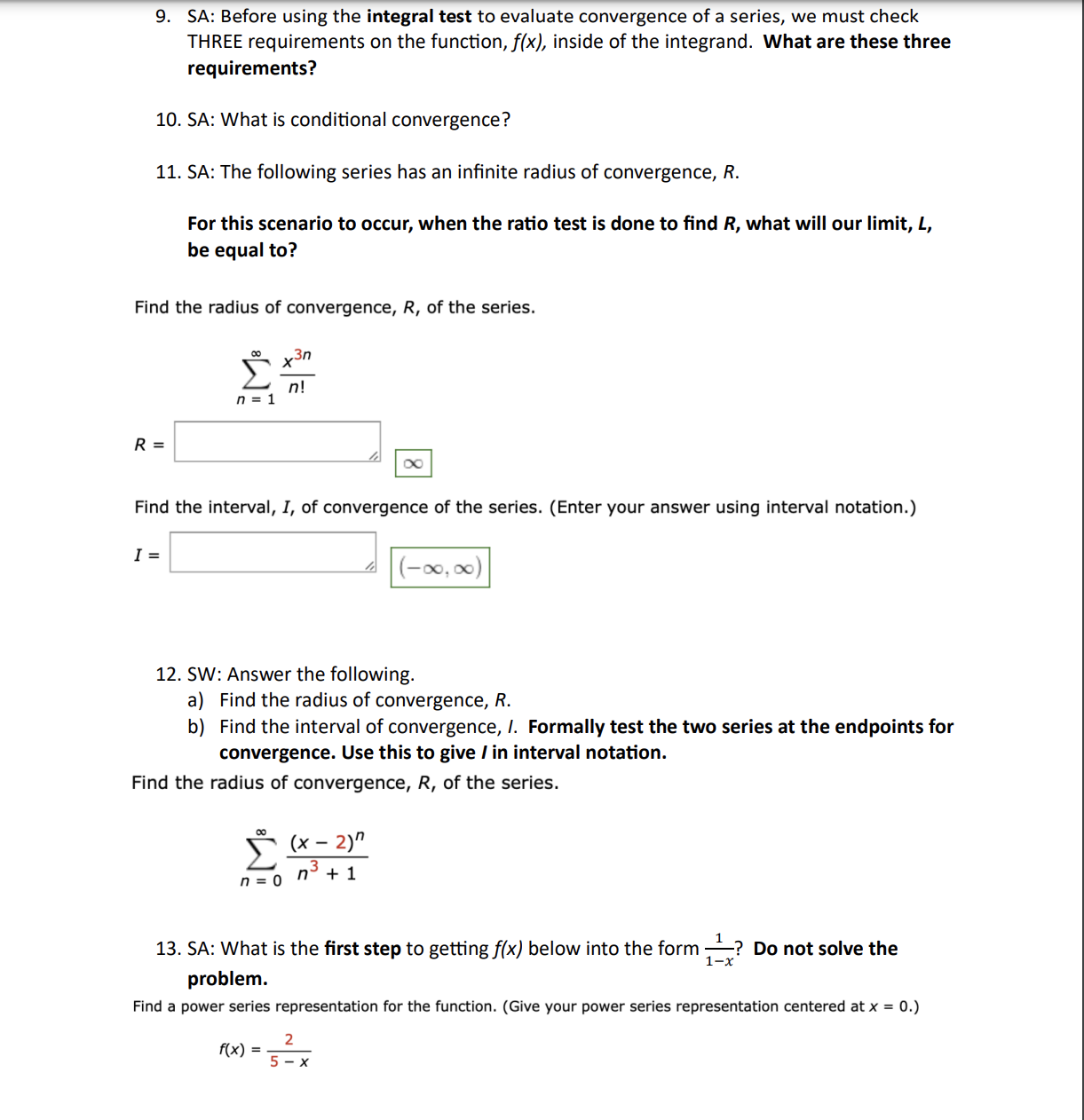 Solved 1. SA: In your own words, answer the following | Chegg.com