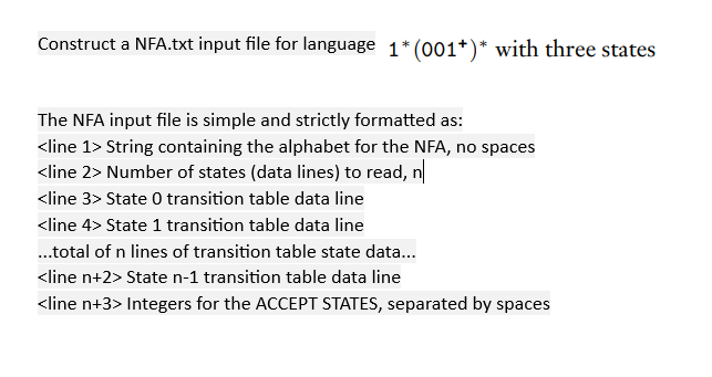 Solved Construct a NFA.txt input file for language | Chegg.com