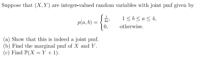 Solved Suppose that (X,Y) are integer-valued random | Chegg.com