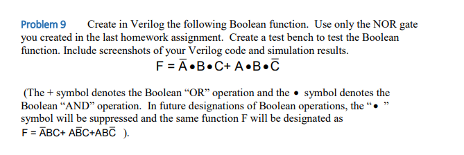 Solved Problem 9 Create in Verilog the following Boolean | Chegg.com