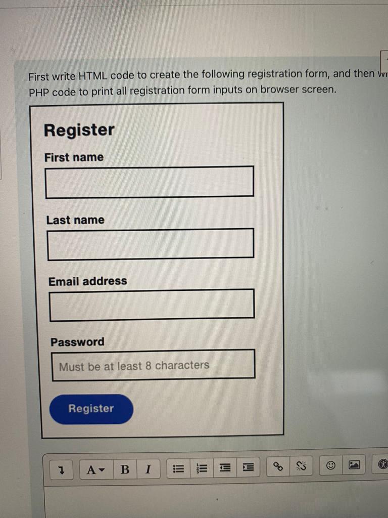 Solved First write HTML code to create the following | Chegg.com