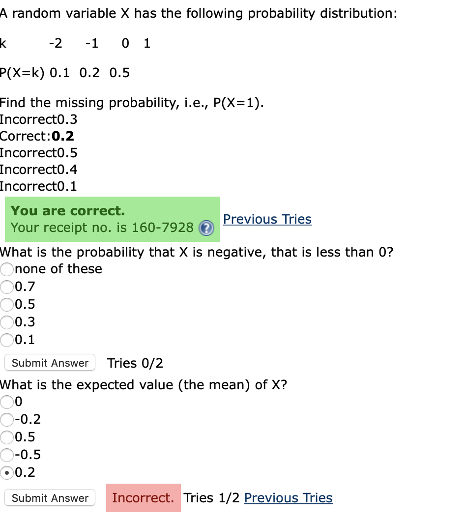 Solved A random variable X has the following probability | Chegg.com