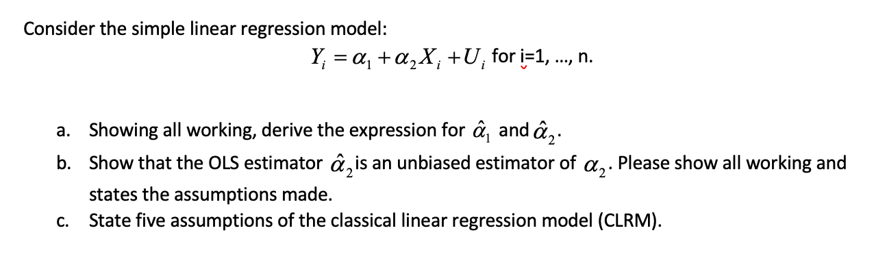 Solved Consider the simple linear regression model: Y; = Q, | Chegg.com