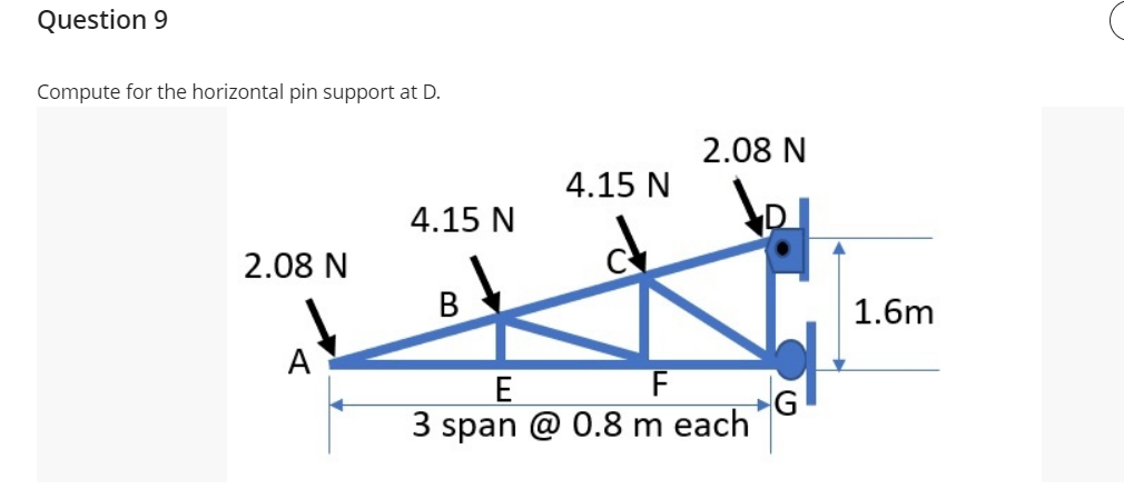 Solved Compute for the horizontal pin support at D. | Chegg.com