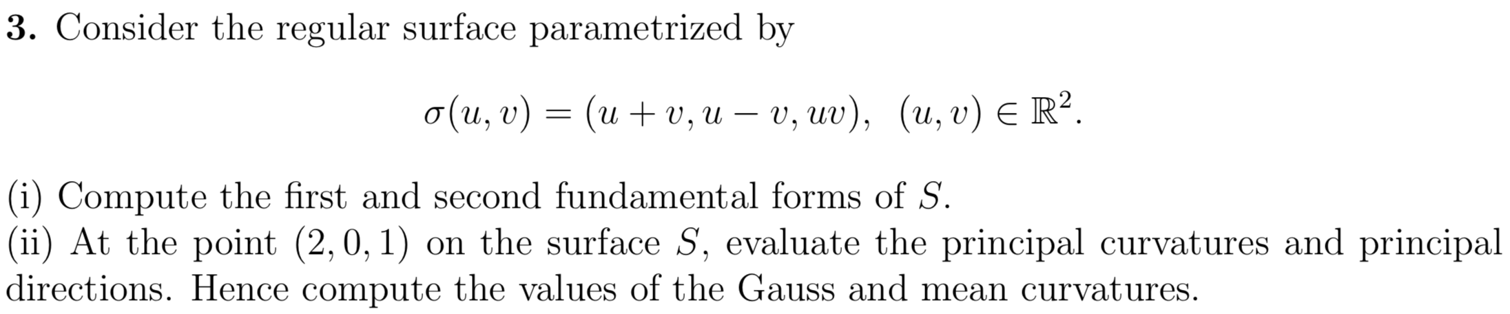 3. Consider the regular surface parametrized by 0(u, | Chegg.com