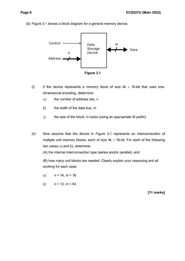 Solved Page 6 ECS527U (Main 2022) (b) Figure 3.1 shows a | Chegg.com