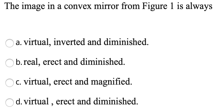Solved The image in a convex mirror from Figure 1 is always | Chegg.com