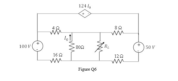 Solved The variable resistor RL in the circuit in Figure Q6 | Chegg.com