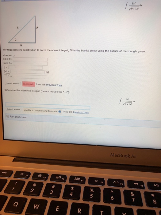 Solved For trigonometric substitution to solve the above | Chegg.com