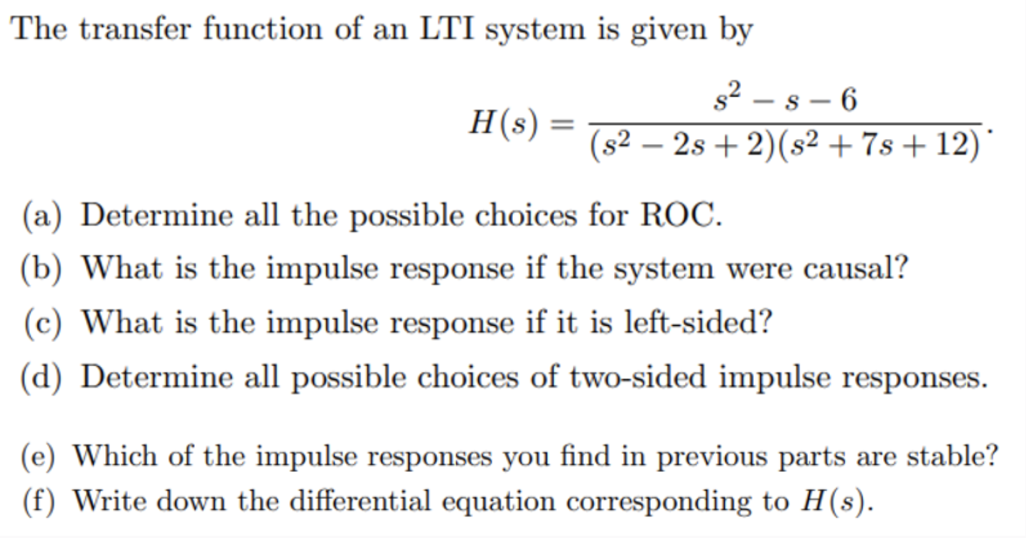 Solved The transfer function of an LTI system is given | Chegg.com