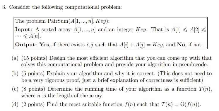 Solved 3 Consider The Following Computational Problem The 2791