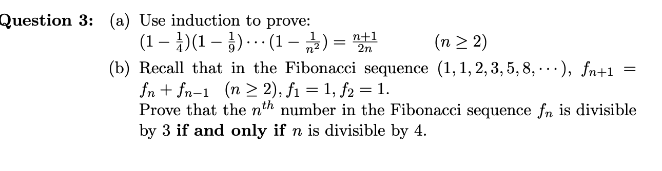 Solved a) Use induction to prove: | Chegg.com