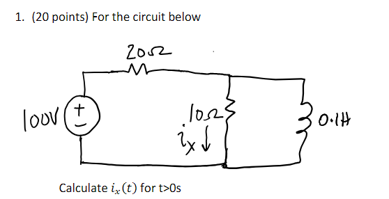 Solved 1. (20 points) For the circuit below Calculate ix(t) | Chegg.com