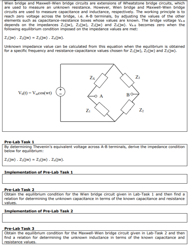 Solved Wien bridge and Maxwell-Wien bridge circuits are | Chegg.com