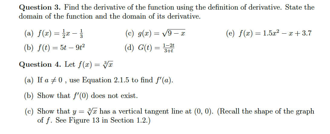 Solved Question 3. Find the derivative of the function using | Chegg.com