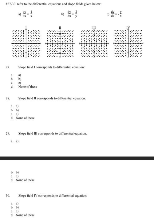 Solved \#27-30 refer to the differential equations and slope | Chegg.com