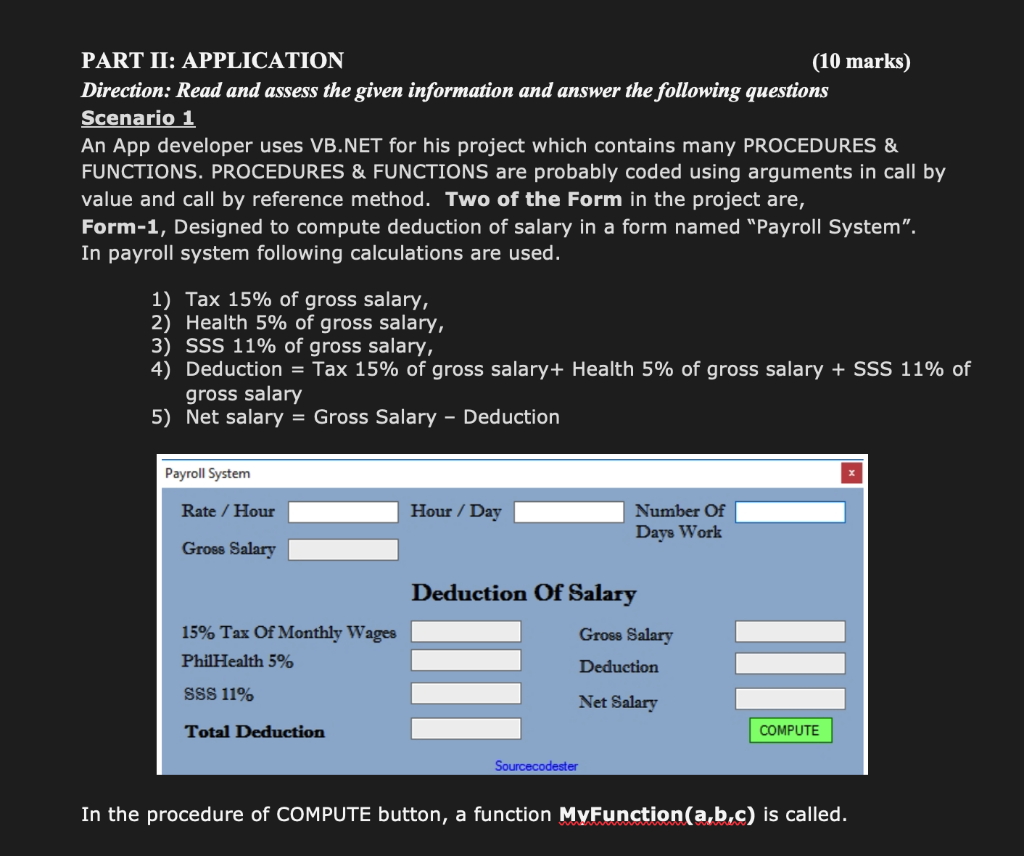Solved PART II: APPLICATION (10 marks) Direction: Read and | Chegg.com