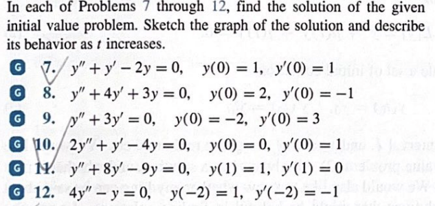 Solved In each of Problems 7 through 12 , find the solution | Chegg.com