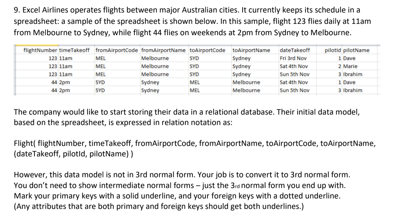 Solved 9. Excel Airlines operates flights between major | Chegg.com