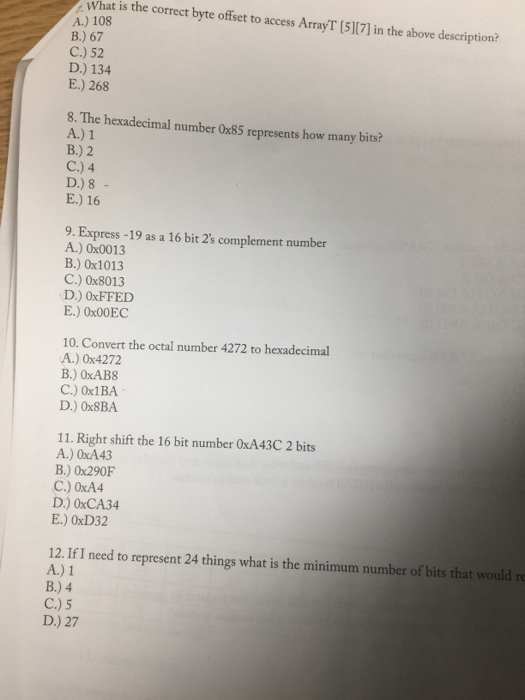 Solved What is the correct byte offset to access ArrayT | Chegg.com