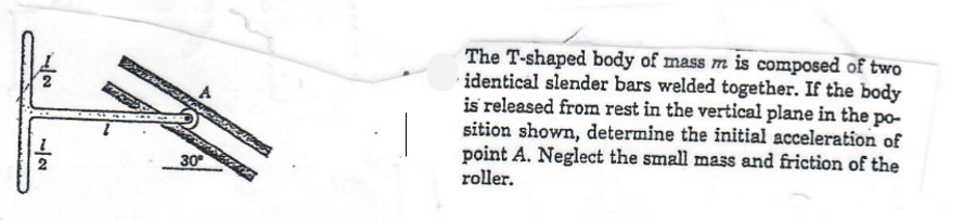 Solved The T-shaped body of mass m is composed of two | Chegg.com