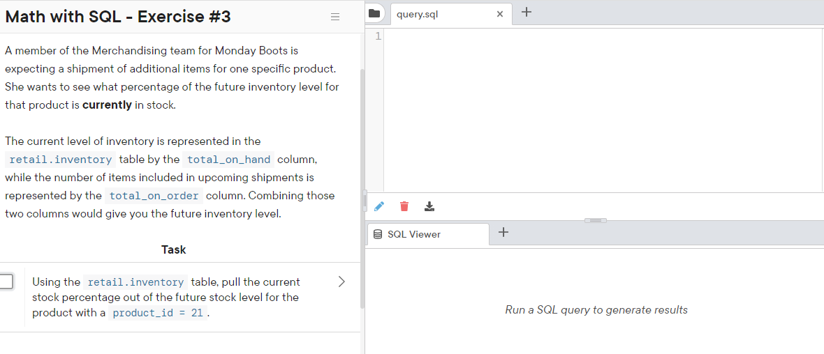Solved Lesson 3 Math With SQL Retail Inventory Inventory id Chegg